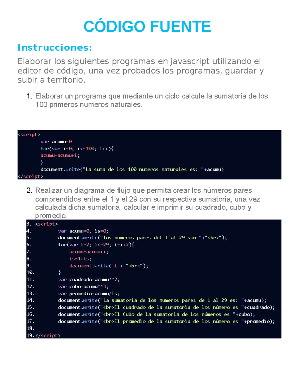 Taller 2 estructuras de control Javascript - CÓDIGO FUENTE ...