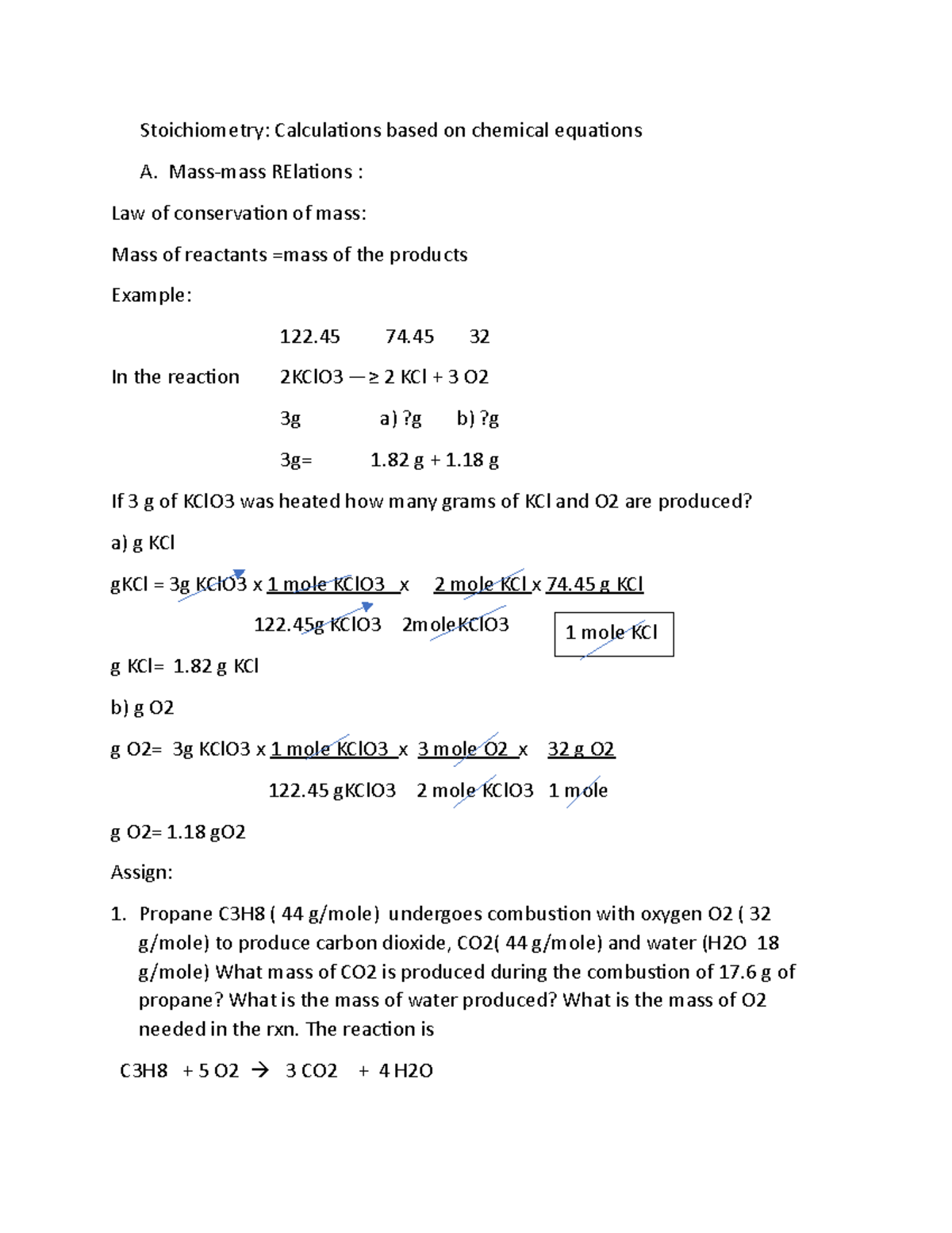 Stoichiometry - Mass-mass RElations : Law of conservation of mass: Mass ...