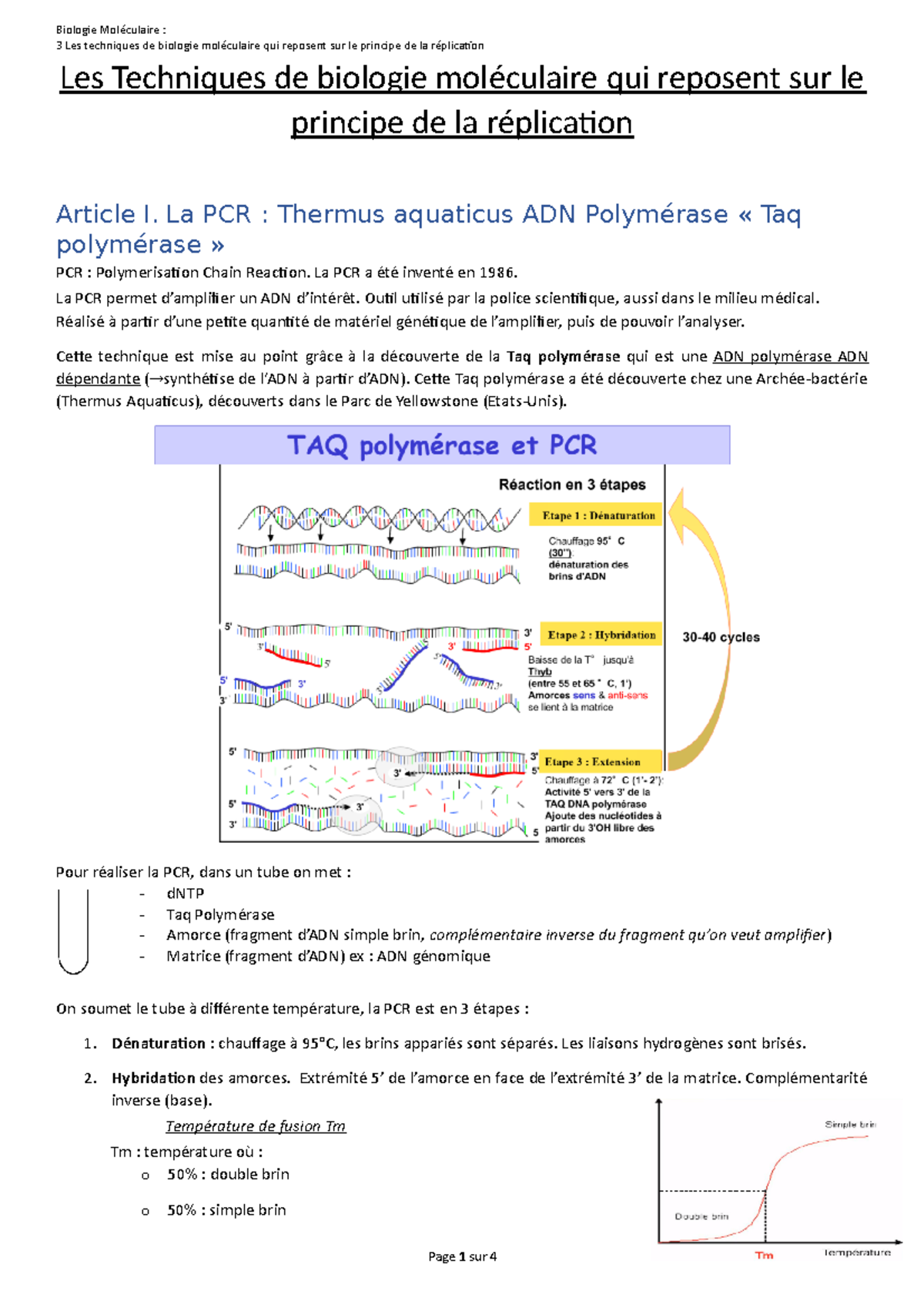 Biologie moléculaire 3 partie 1 - 3 Les techniques de biologie ...
