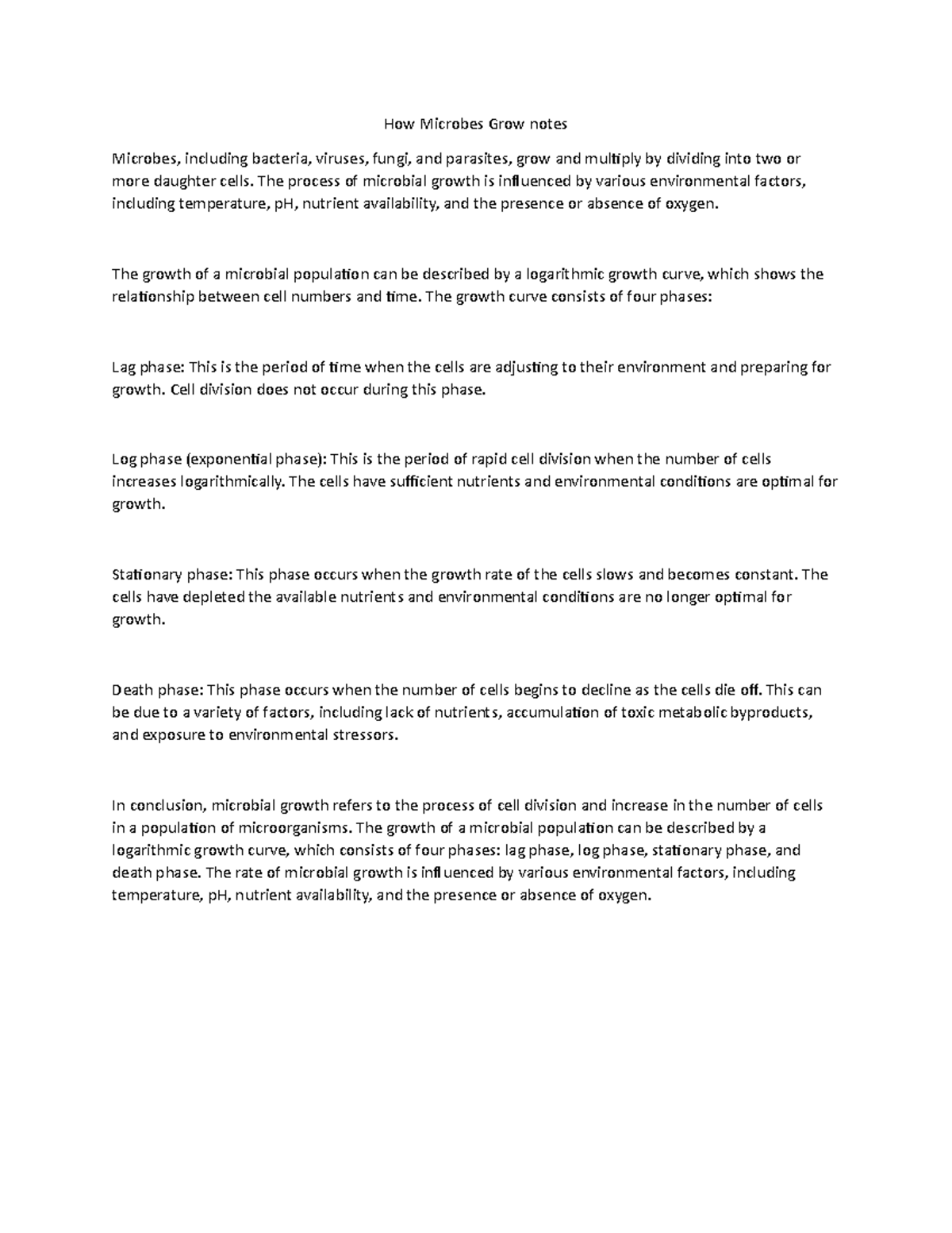 How Microbes Grow notes - How Microbes Grow notes Microbes, including ...