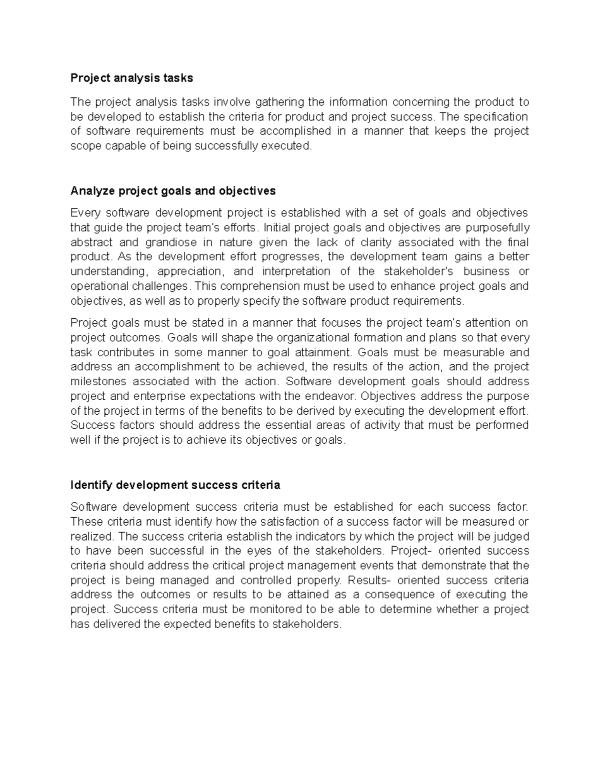 Project Analysis Tasks - Project analysis tasks The project analysis ...