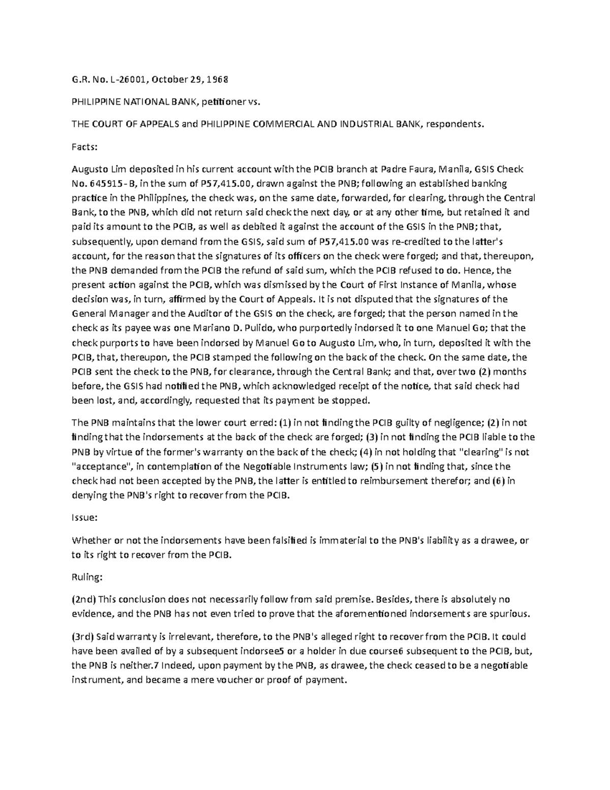 CASE 6 G.R. No. L-26001 - case digests - G. No. L-26001, October 29 ...