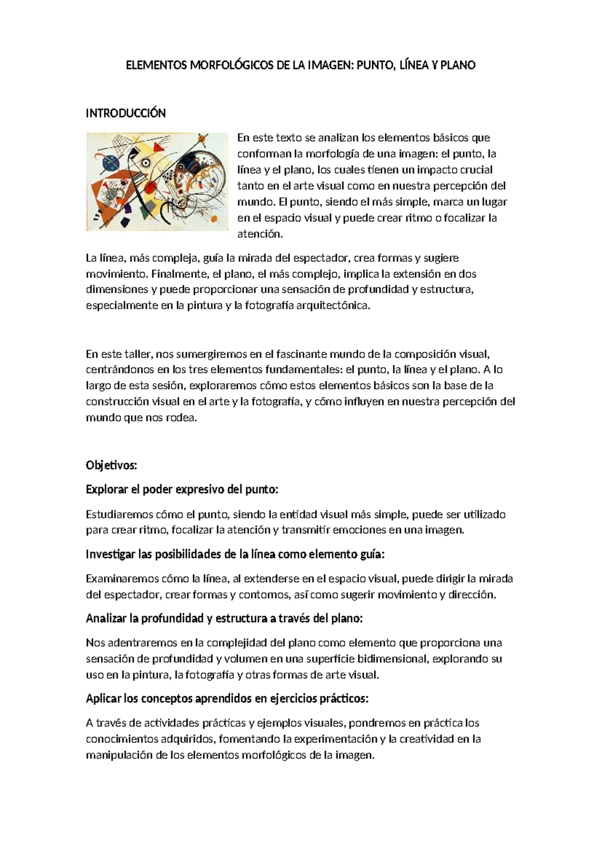 Elementos Morfológicos - ELEMENTOS MORFOLÓGICOS DE LA IMAGEN: PUNTO ...