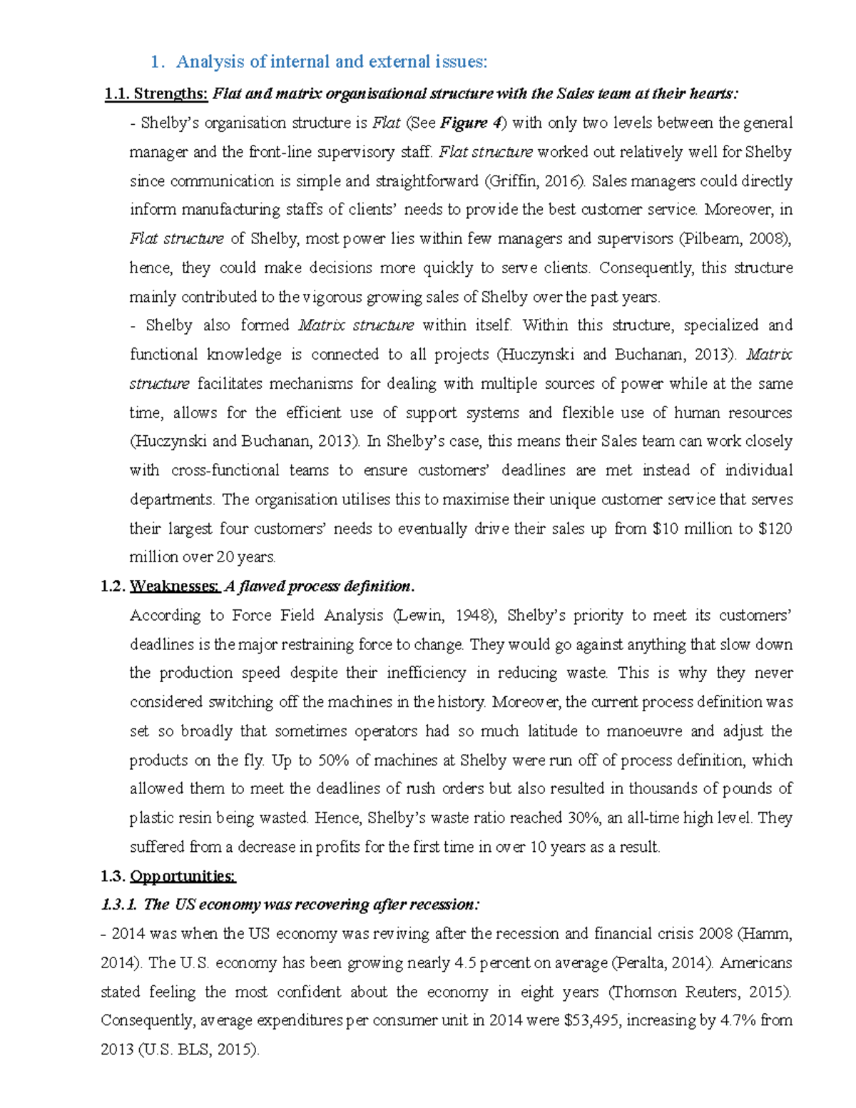 CM summative - 1. Analysis of internal and external issues: 1 ...