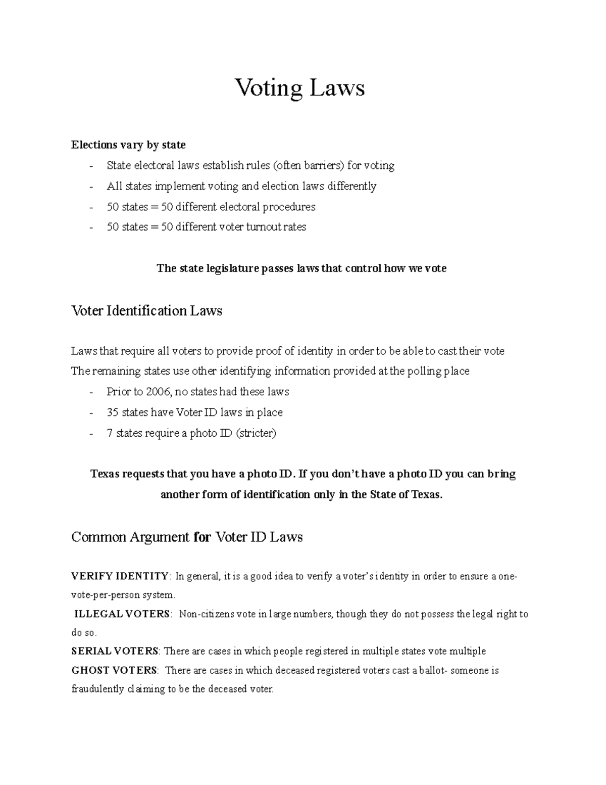 PSCI 2305 - Unit 4 - Elections vary by state State electoral laws ...
