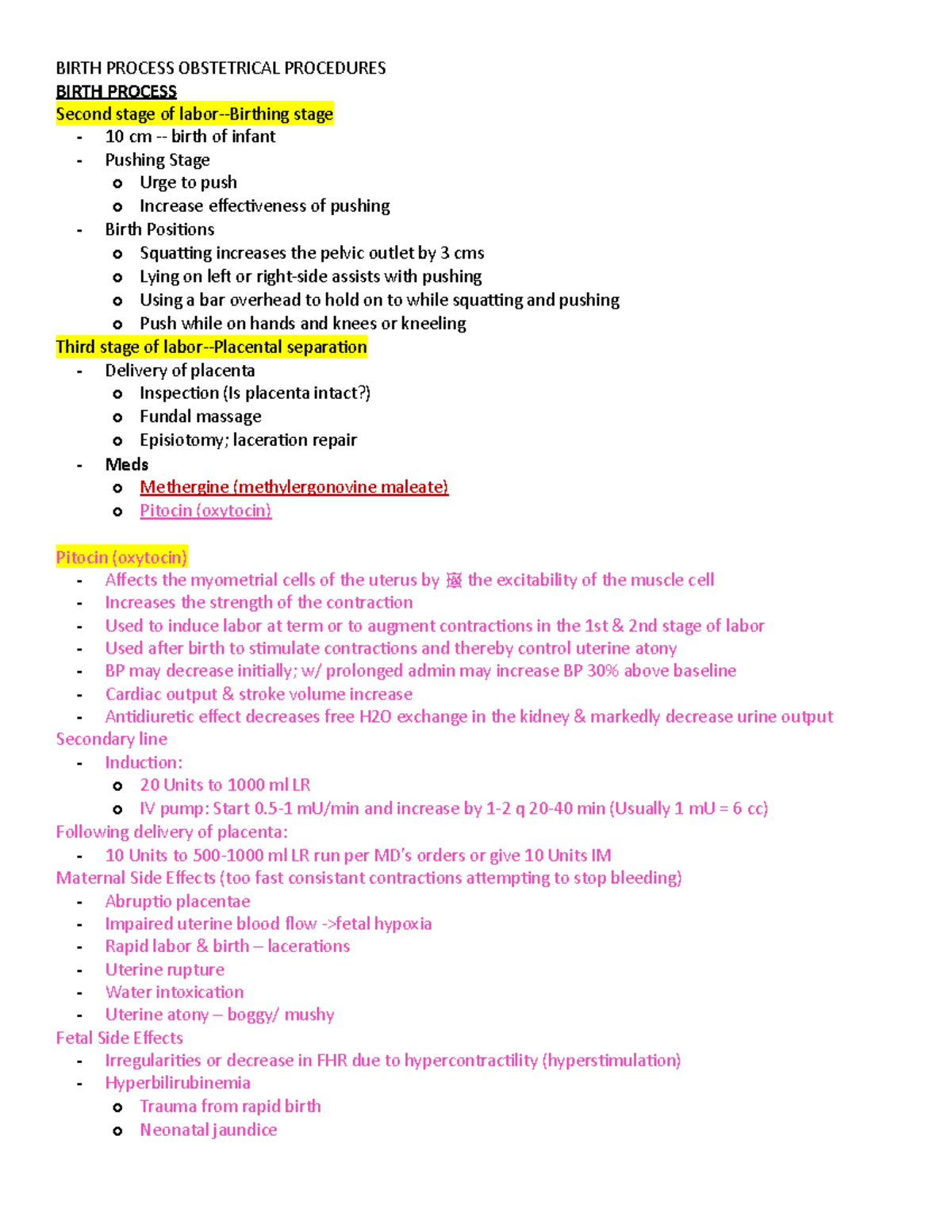 Birth Process notes - BIRTH PROCESS Second stage of labor-Birthing ...