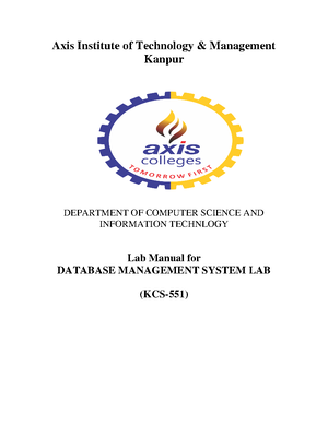 Database Management System Lab - KCS551 - AKTU - Studocu