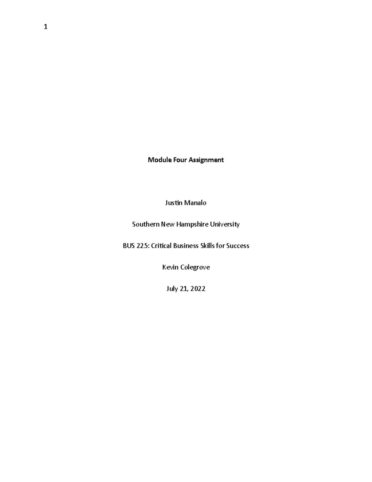 BUS225 Module Four Assignment Final - Module Four Assignment Justin ...