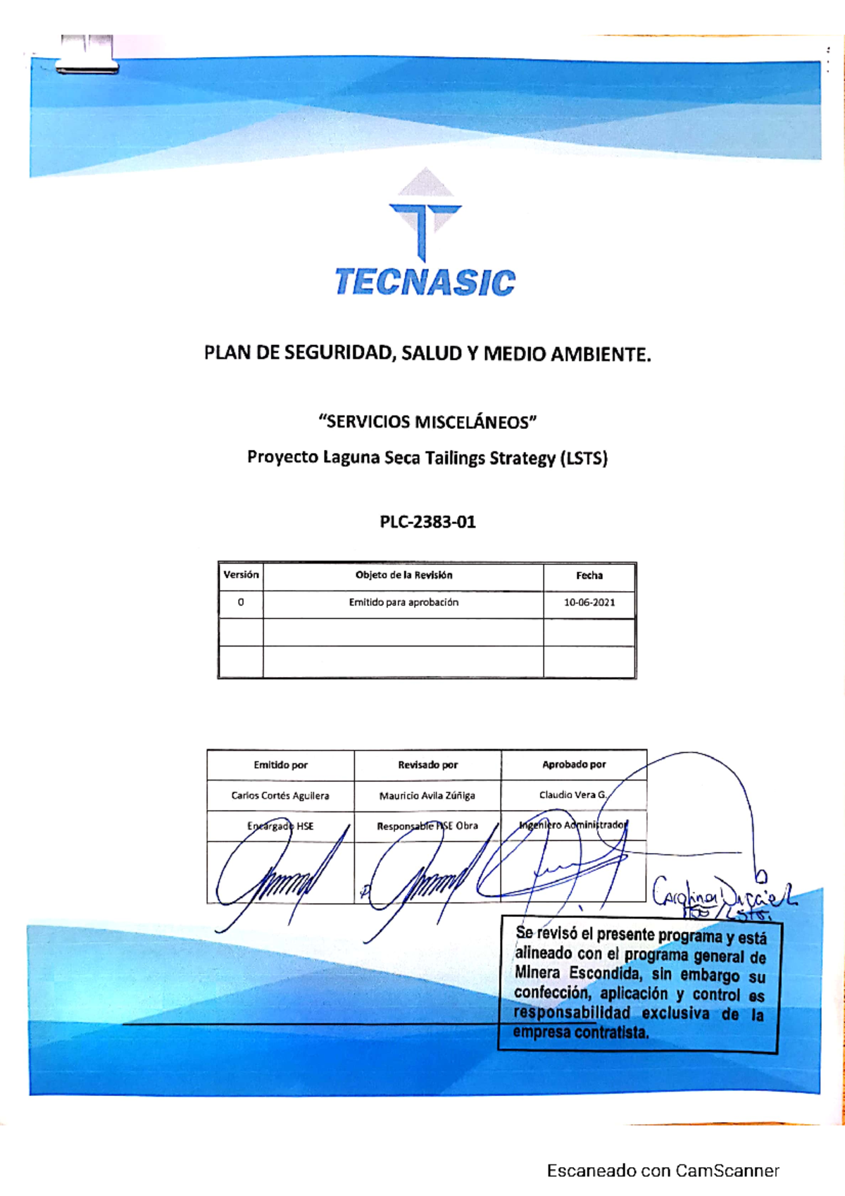 PLAN DE Seguridad, Salud Y Medio Ambiente 2021 Rev. 0 - Plan de Seguridad, Salud y Medio ...