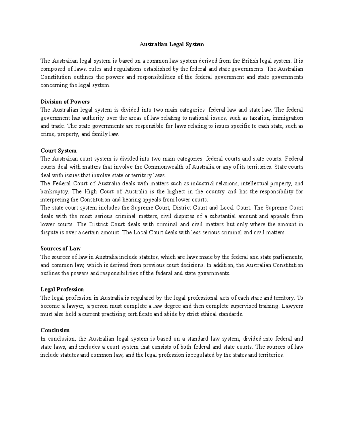Australian Legal System - It is composed of laws, rules and regulations ...