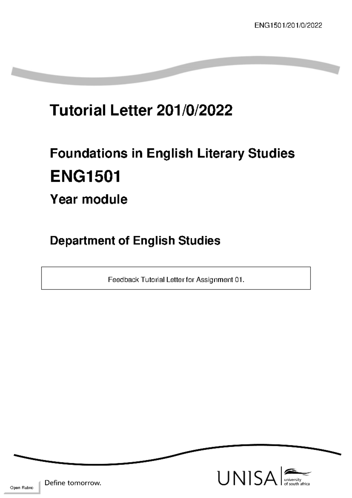 ENG1501 201 2022 0 b - Assignment01 feedback 2022 - ENG1501/201/0/ Tutorial Letter 201/0/ - Studocu