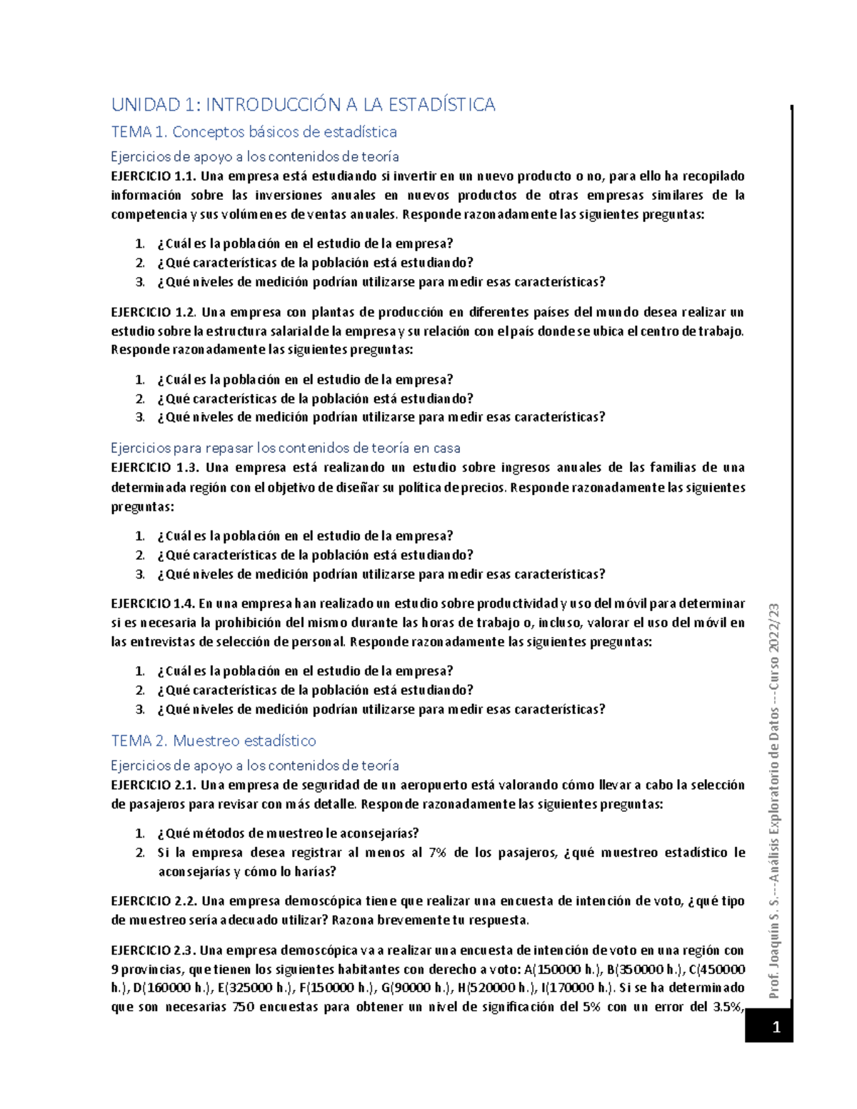 Unidad 1 Ejercicios Clase Teoria - Prof. Joaquín S. S. - Análisis ...