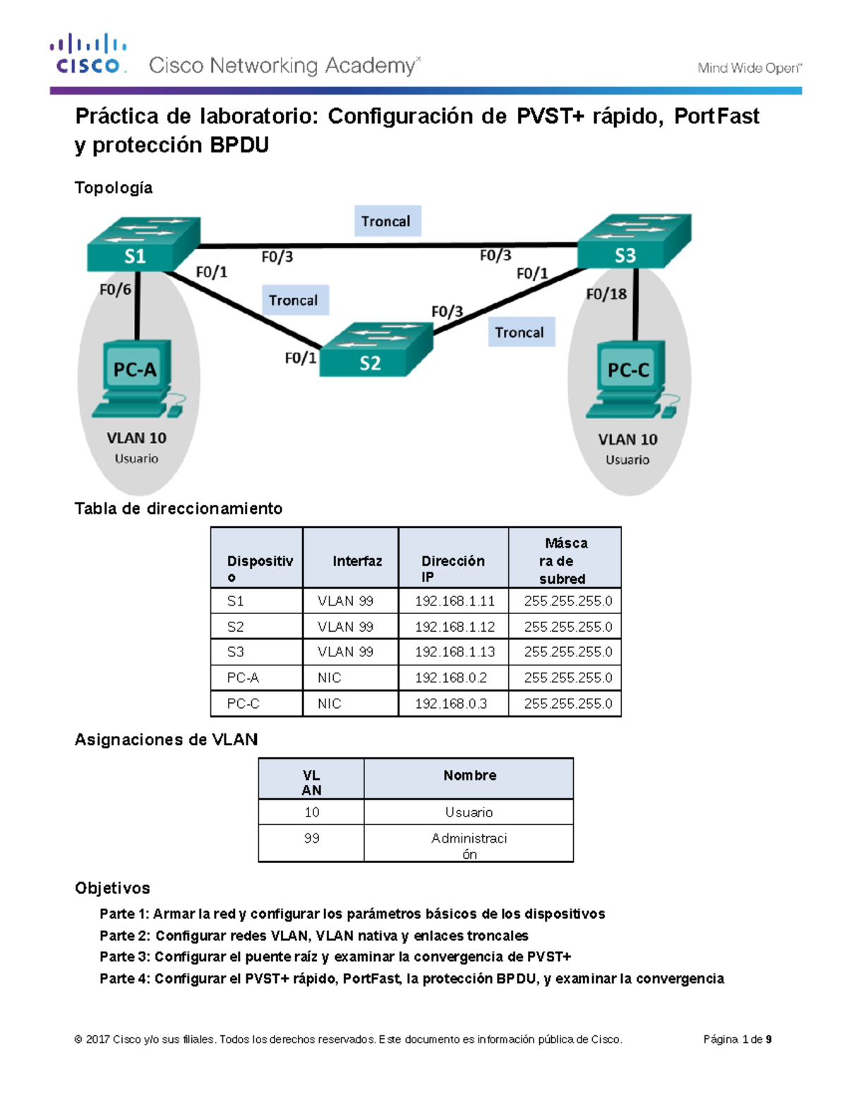 netacad packet tracer 3.3.2.3 - © 2017 Cisco y/o sus filiales. Todos ...