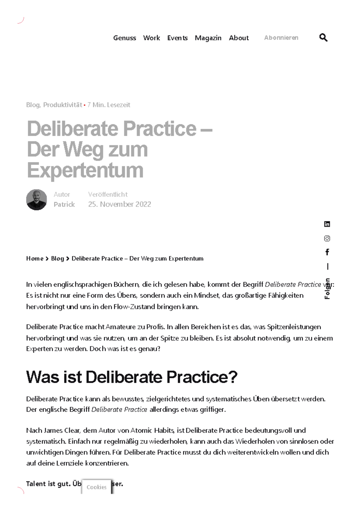 Deliberate Practice – Der Weg zum Expertentum - Home Blog Deliberate Practice – Der Weg zum ...