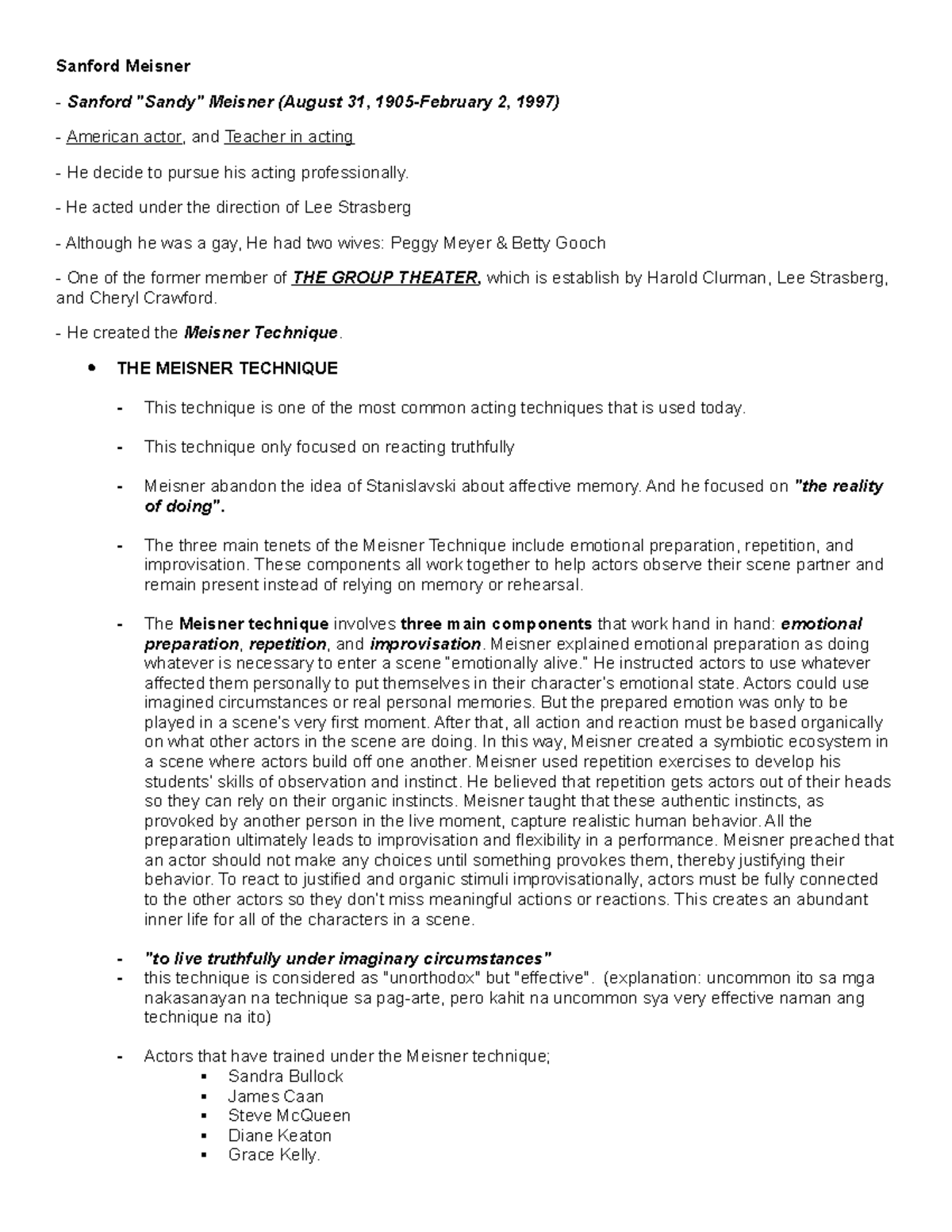 Sanford Meisner - eme - Sanford Meisner Sanford "Sandy" Meisner (August ...