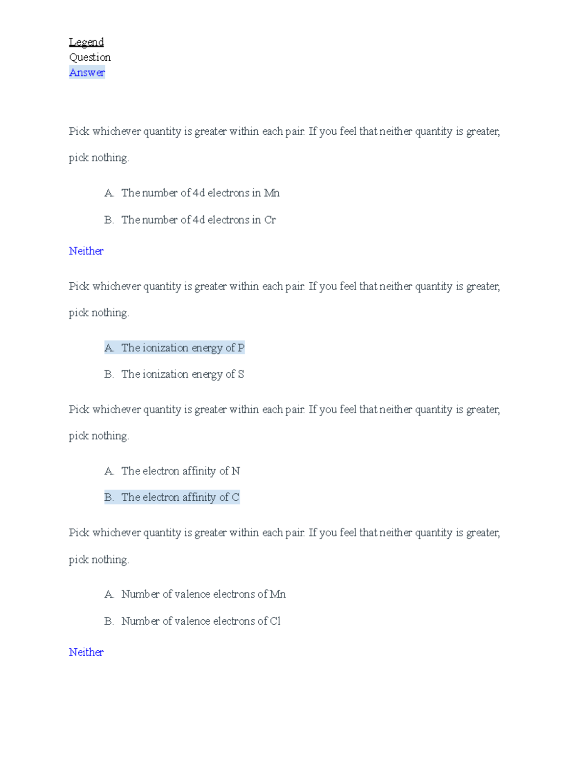 Atomic Structure Quiz #1 - Legend Question Answer Pick whichever ...