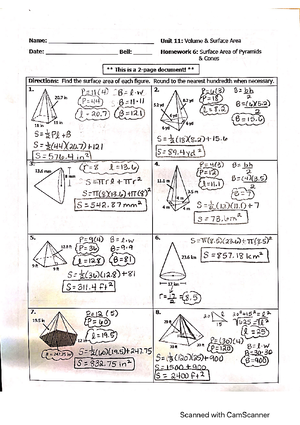 Area of Similar Figures Teacher Notes - MATH 3321 - Studocu