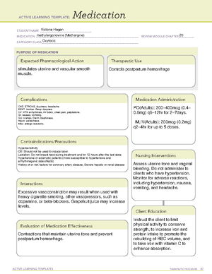 ATI med card L/D medication - ACTIVE LEARNING TEMPLATES THERAPEUTIC ...