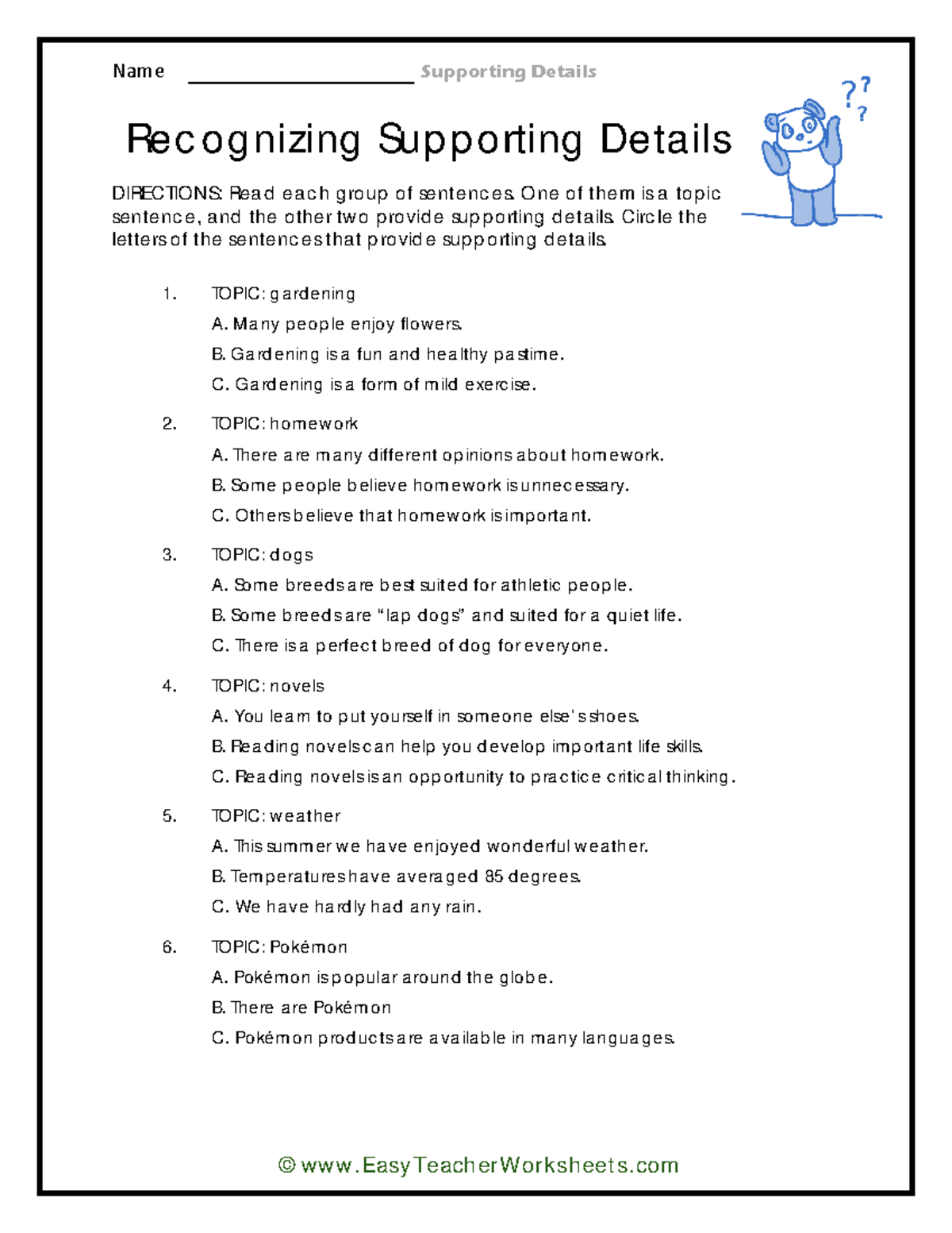 10 - Lecture notes on ESP - Name Supporting Details ...