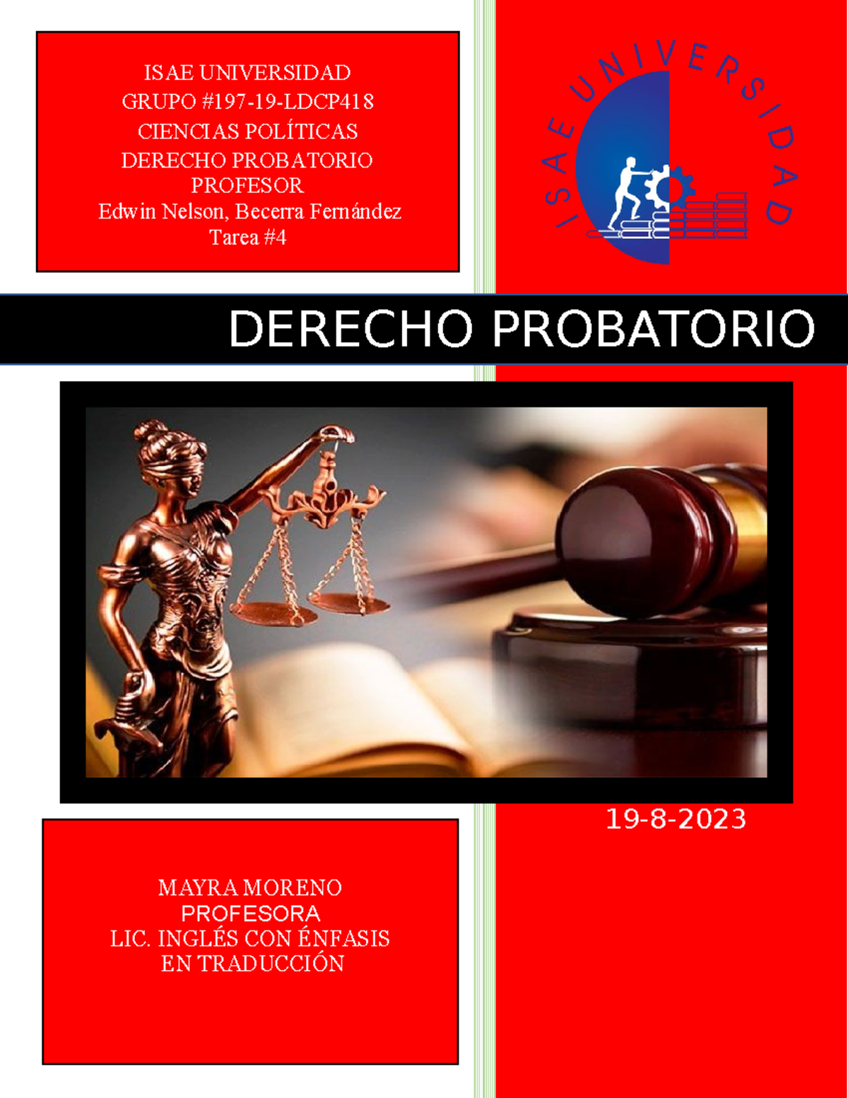 Derecho Probatorio Civil Tarea #4 Mayra Moreno Profe Edwin Becerra - ISAE UNIVERSIDAD GRUPO ...