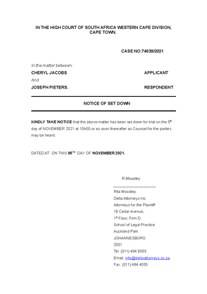 Founding Affidavit - IN THE HIGH COURT OF SOUTH AFRICA GAUTENG LOCAL ...
