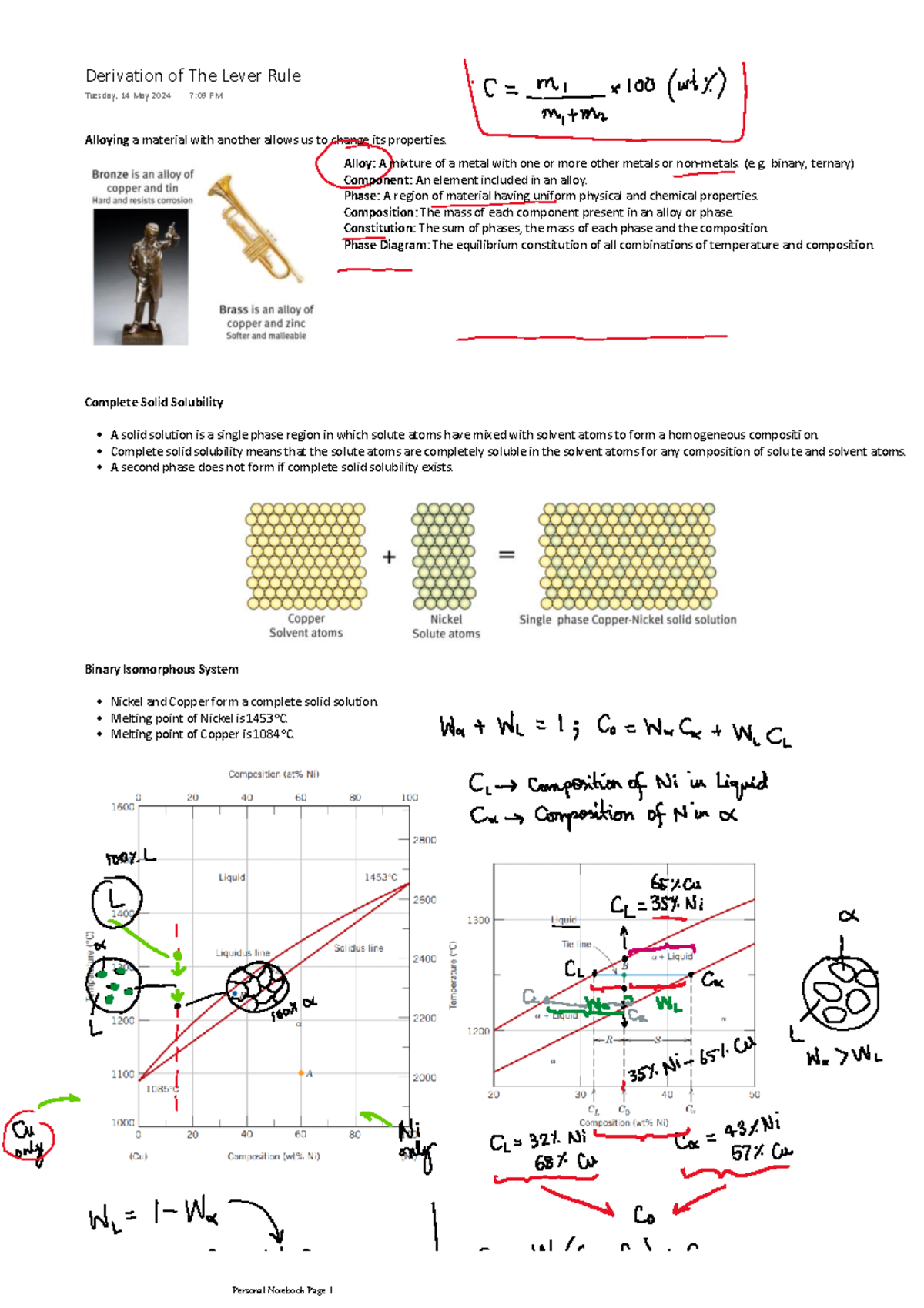 Derivation of The Lever Rule - Alloying a material with another allows ...