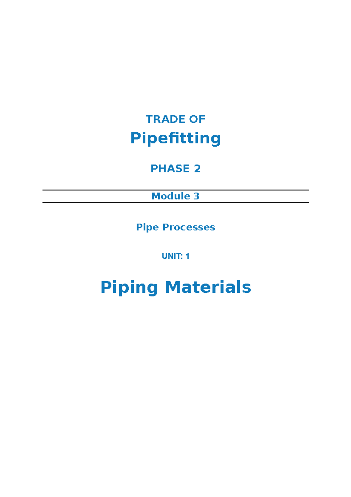 M3 U1 Piping Materials - TRADE OF Pipefitting PHASE 2 Module 3 Pipe ...