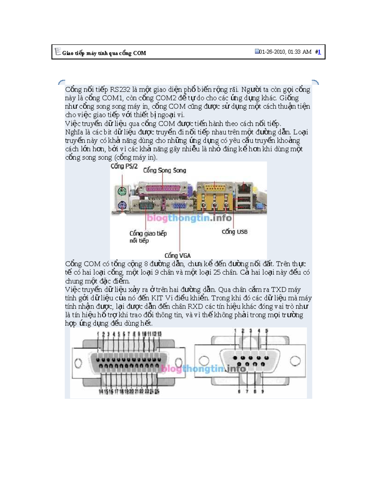 Giao tip may tinh qua cng COM - Giao ti ếp máy tính qua c ổng COM 01-26-2010, 01:33 AM # 1 C ổng ...