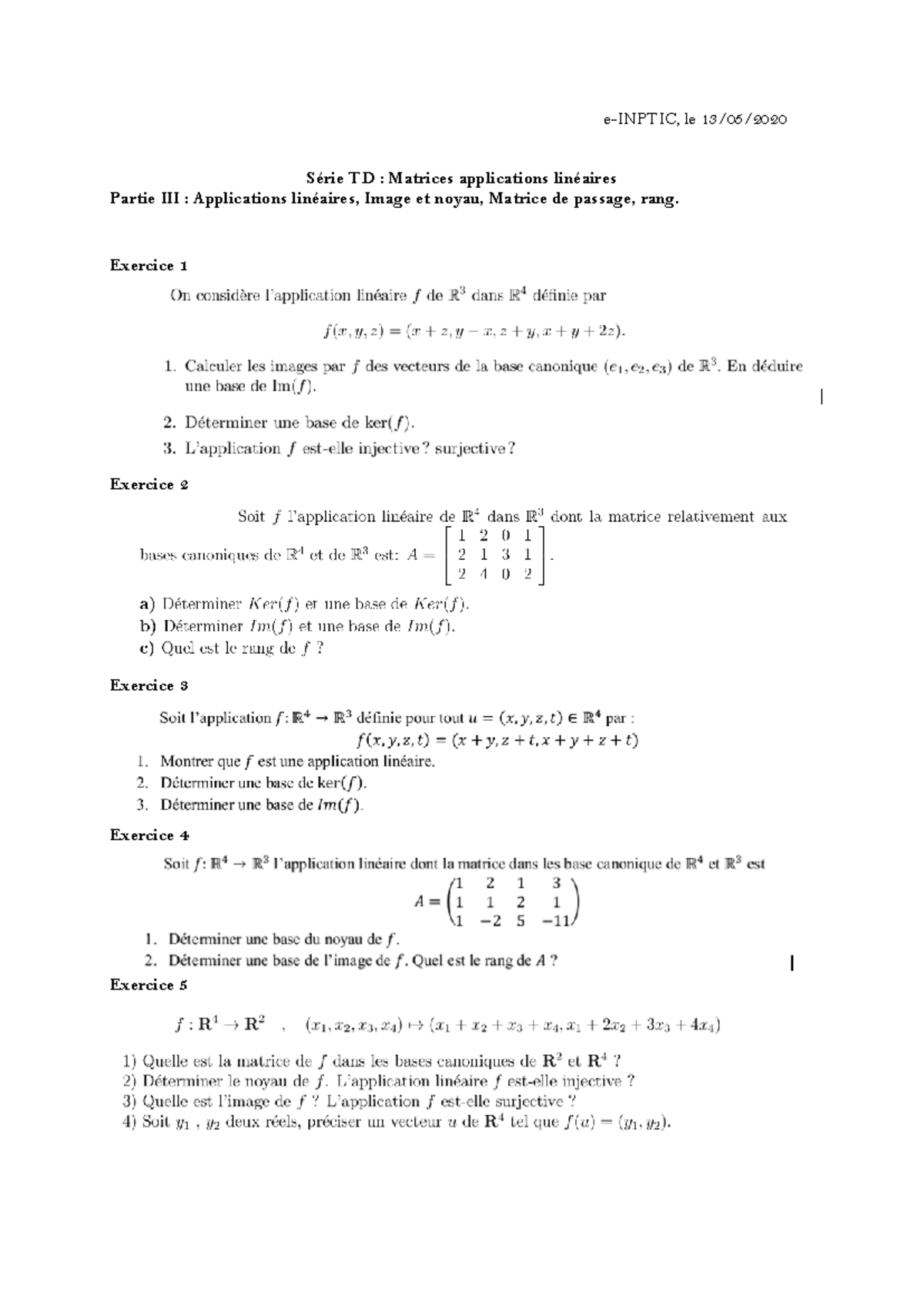 TD matrices partie III - Linear Algebra II - e-INPTIC, le 13 /0 5 ...