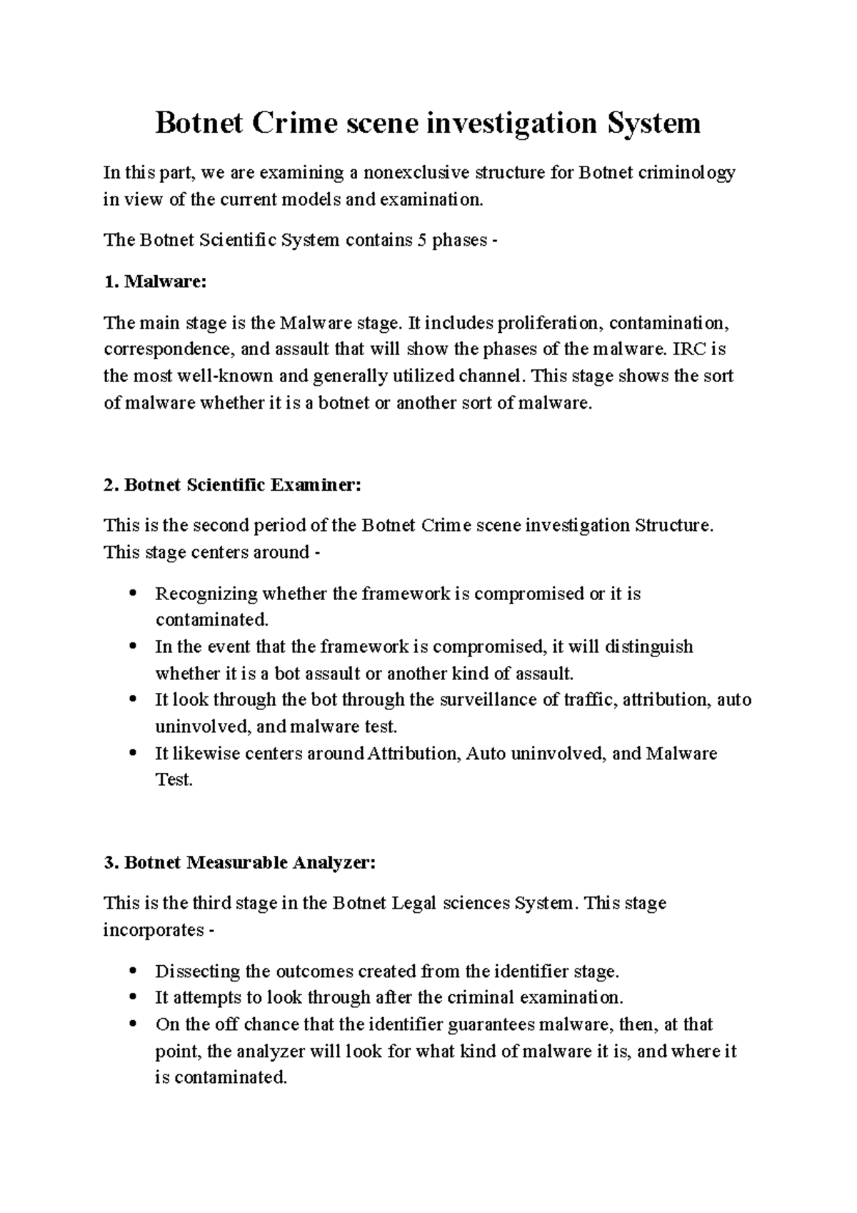 Botnet Crime scene investigation System - The Botnet Scientific System ...