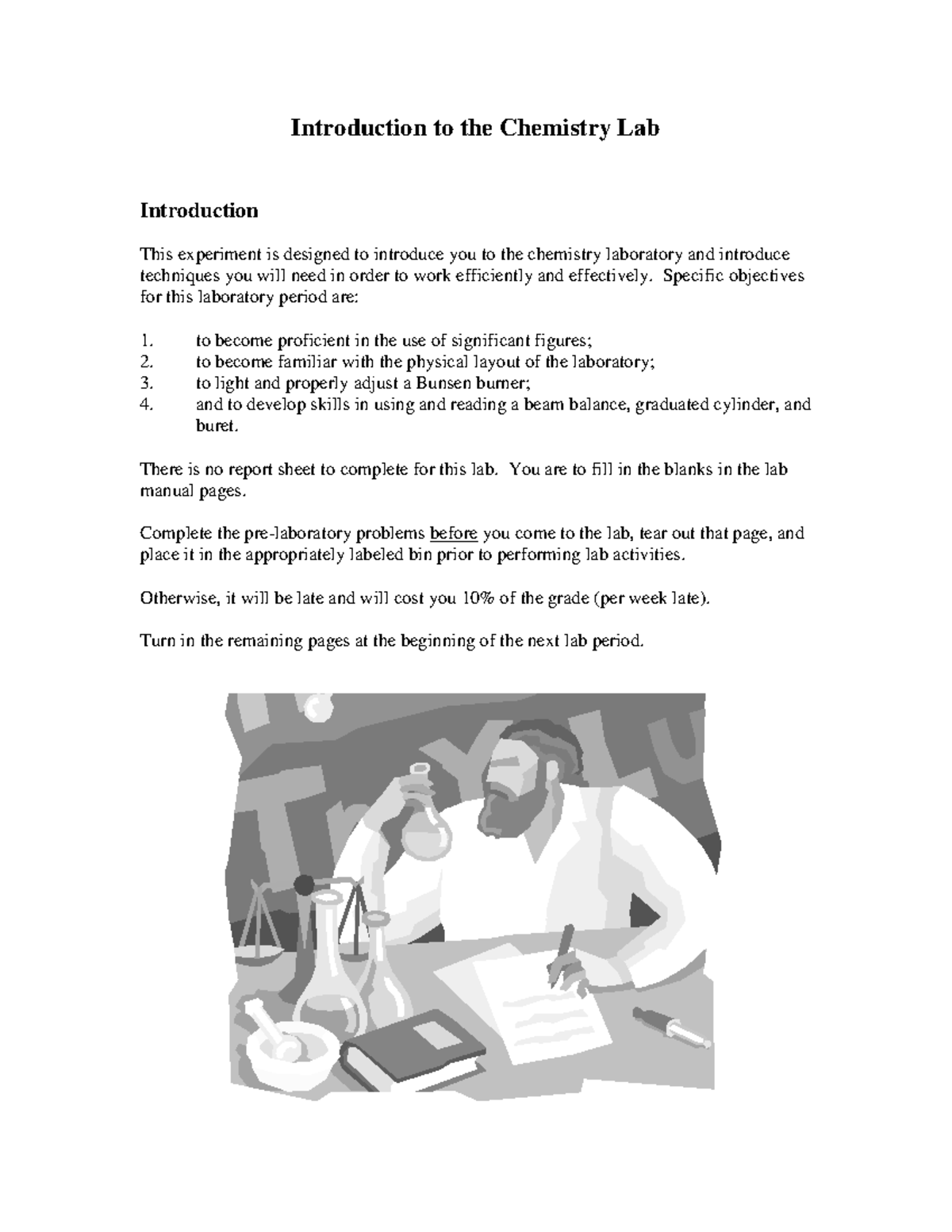 Lab 01 Introduction to the Chem Lab - Introduction to the Chemistry Lab ...