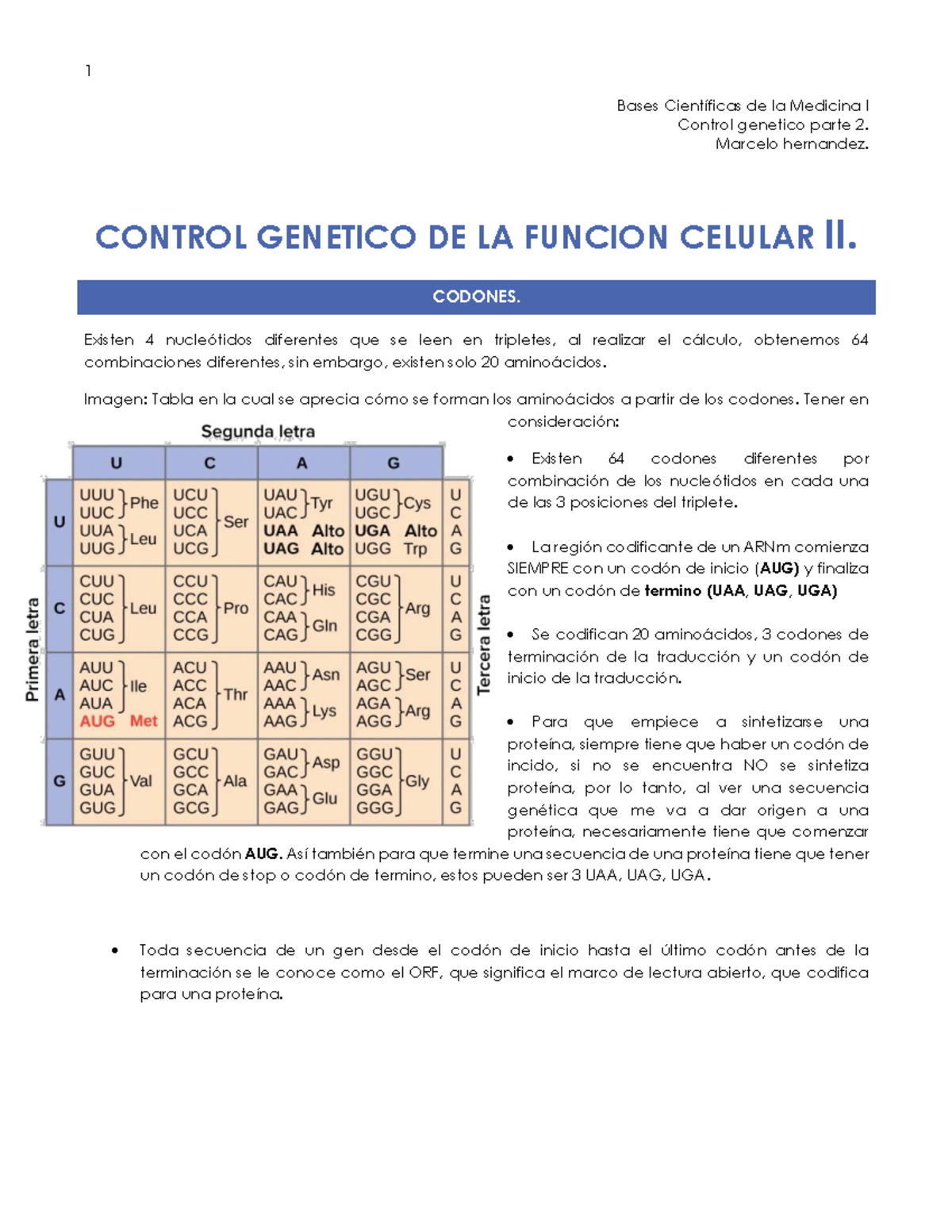 Control genético de la función celular II - Bases Científicas de la ...
