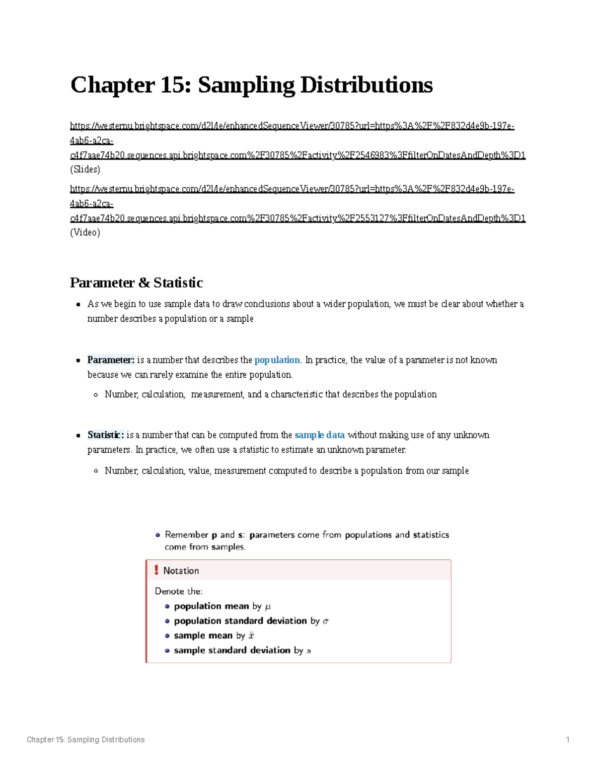 Chapter 15 Sampling Distributions - Chapter 15: Sampling Distributions - Studocu