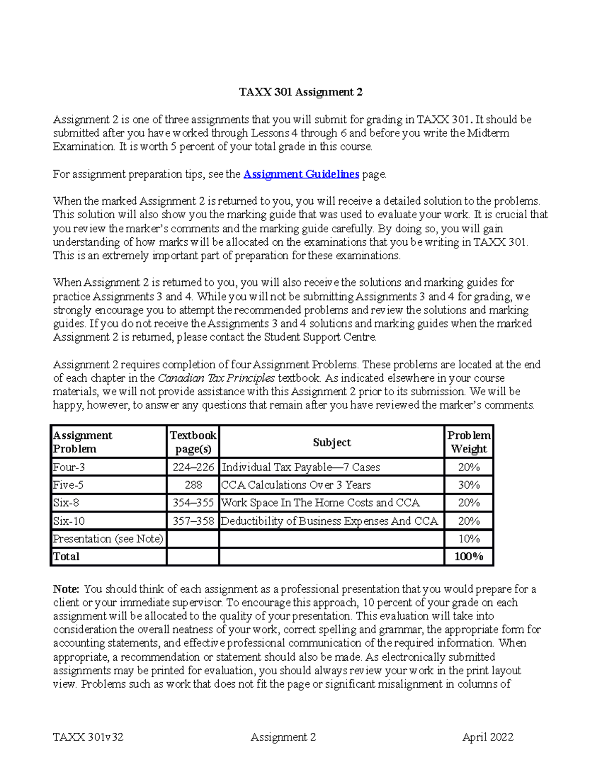 TAXX301v32 Assignment 1 - TAXX 301 Assignment 2 Assignment 2 is one of ...