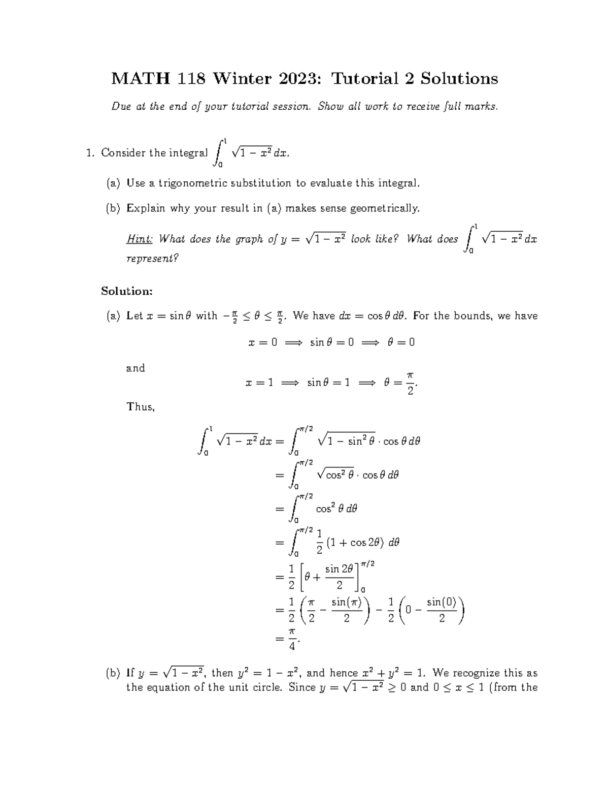 M118 W23 T02 SOL - solution - MATH 118 Winter 2023: Tutorial 2 ...