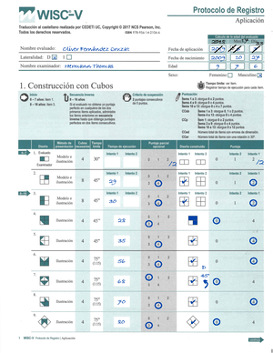Protocolo wisc v completo pdf - Psicología Educacional - Studocu