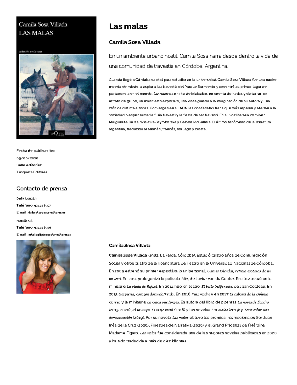 Las-malas - jdfk - Fecha de publicación: 09/06/ Sello editorial ...