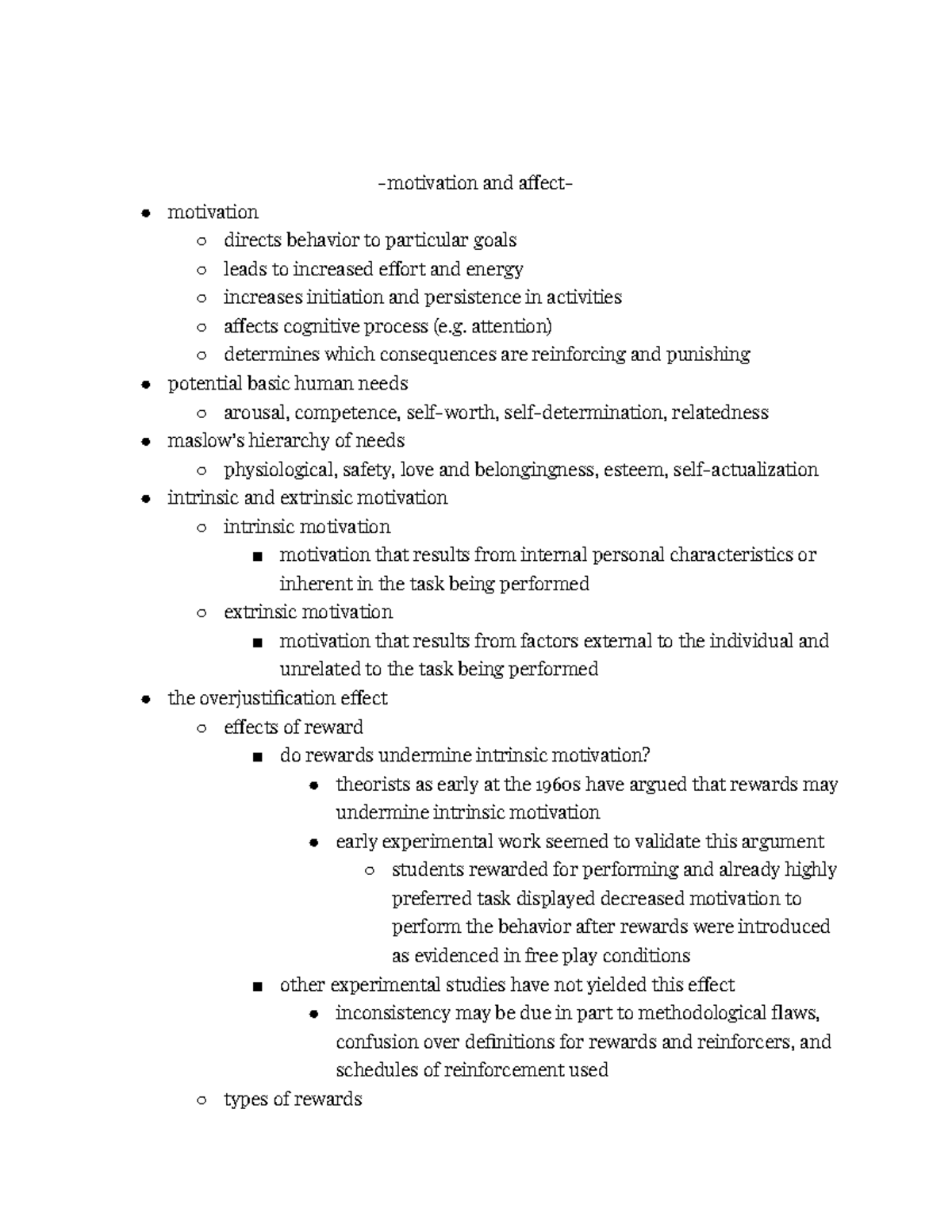 Psy 374 exam 3 notes - motivation and affect, classroom assessment ...