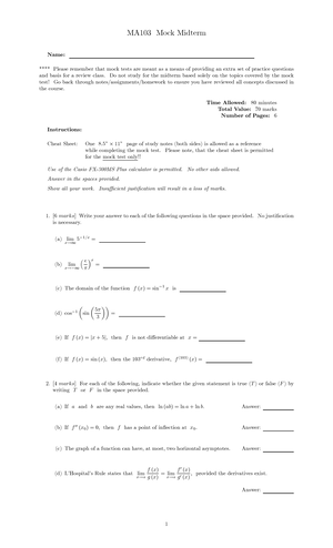 MA103 Lab 1 Solutions - MA103 Lab Report 1 - Tangent Lines and Limits ...