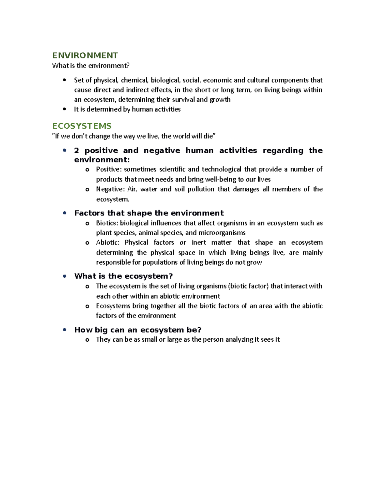 Environment - ENVIRONMENT What is the environment? Set of physical ...