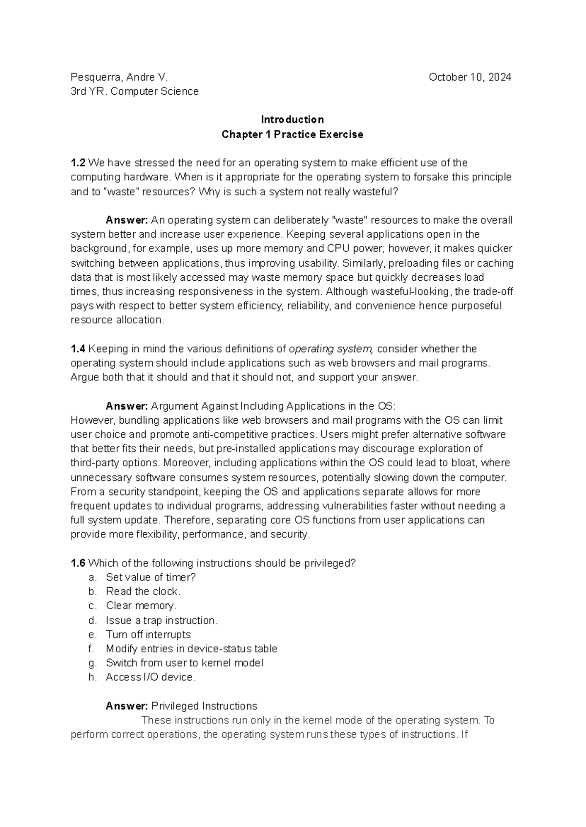 Operating System - 10th Edition Dinosaur Book - Pesquerra, Andre V ...