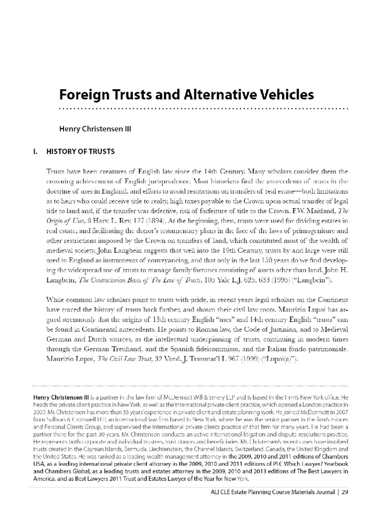 Foreign Trusts and Alternative Vehicles - TRU1 - Studocu