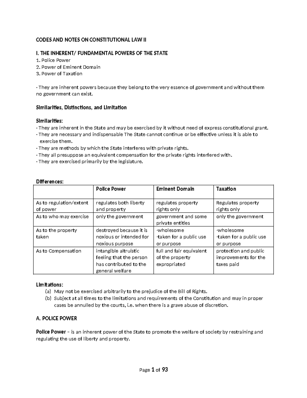 Codes AND Notes ON Constitutional LAW II - CODES AND NOTES ON ...