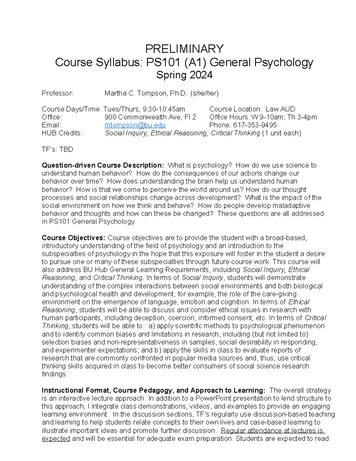 BU Hub Syllabus PS101 MCT Spring 2024 Preliminary - PRELIMINARY Course ...