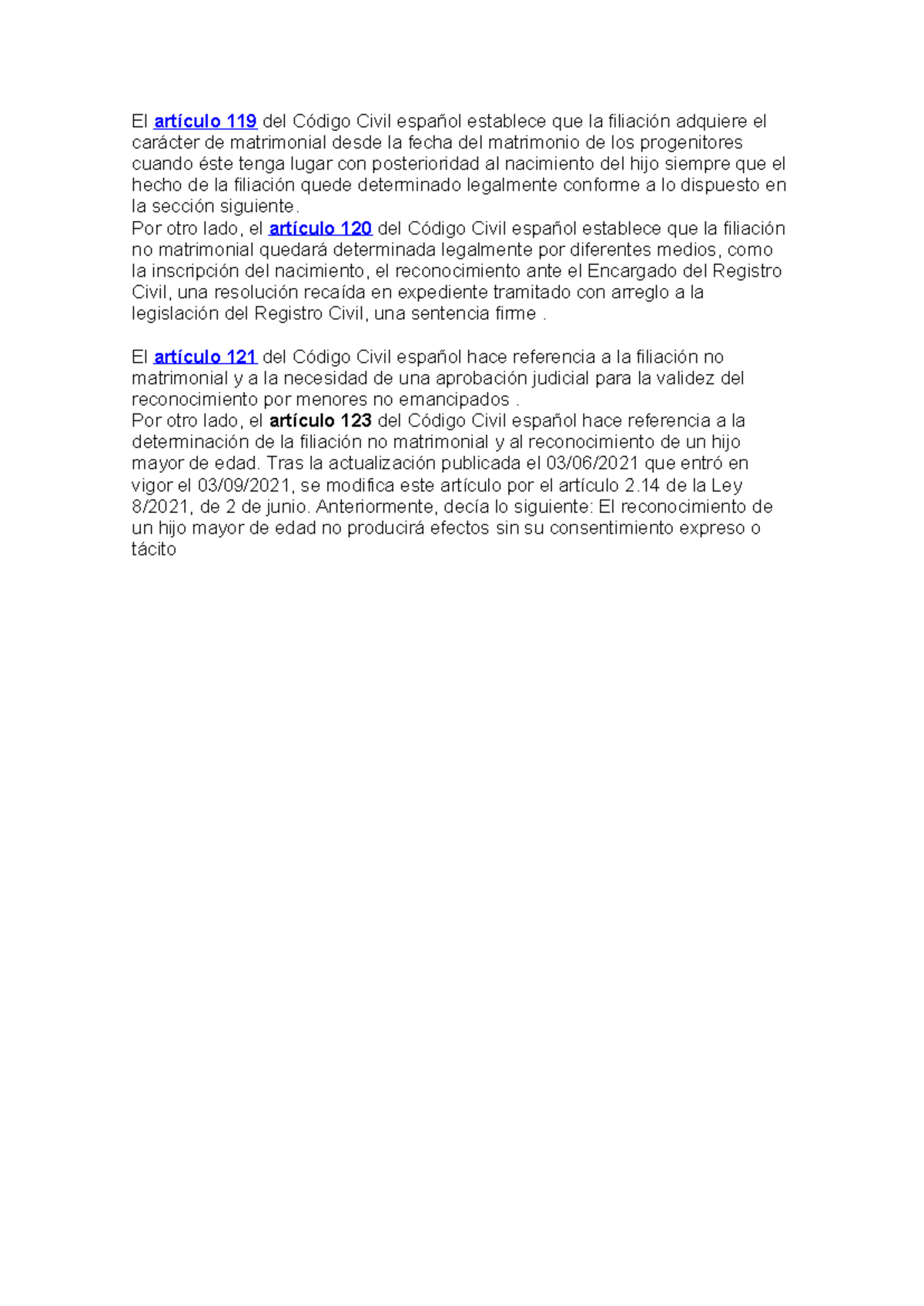119 al 123 codigo civil - resumen - El artículo 119 del Código Civil ...