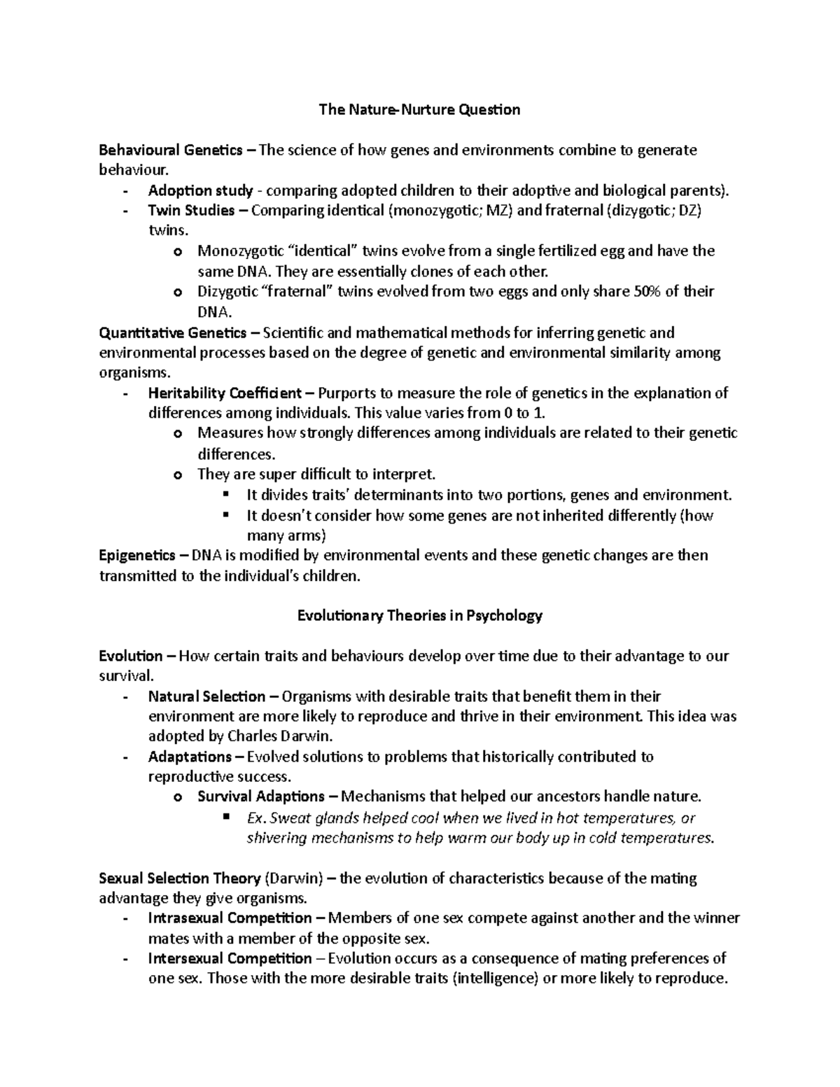 Genetics and Evolution - The Nature-Nurture Question Behavioural ...