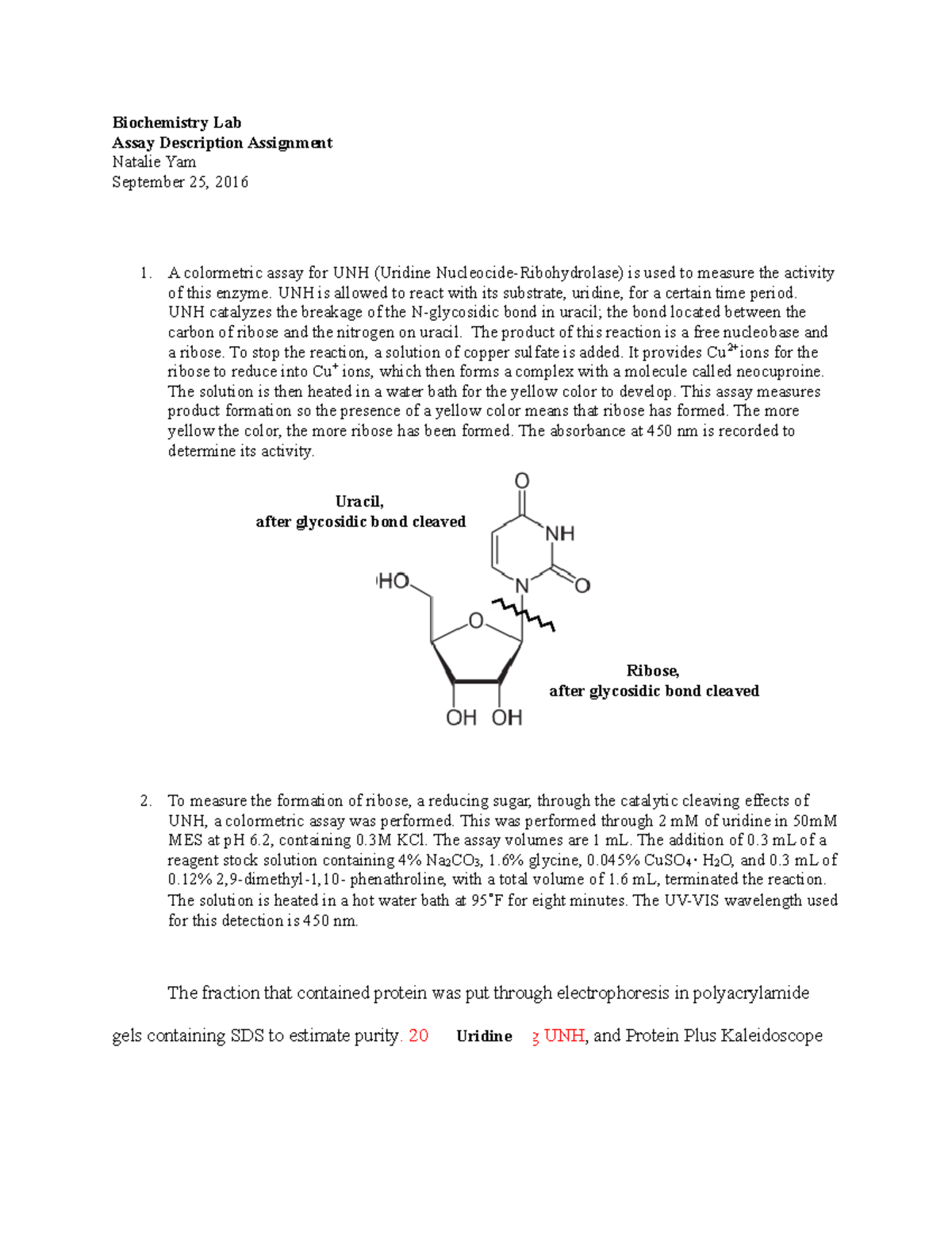 Biochemistry Lab Assay - Biochemistry Lab Assay Description Assignment ...