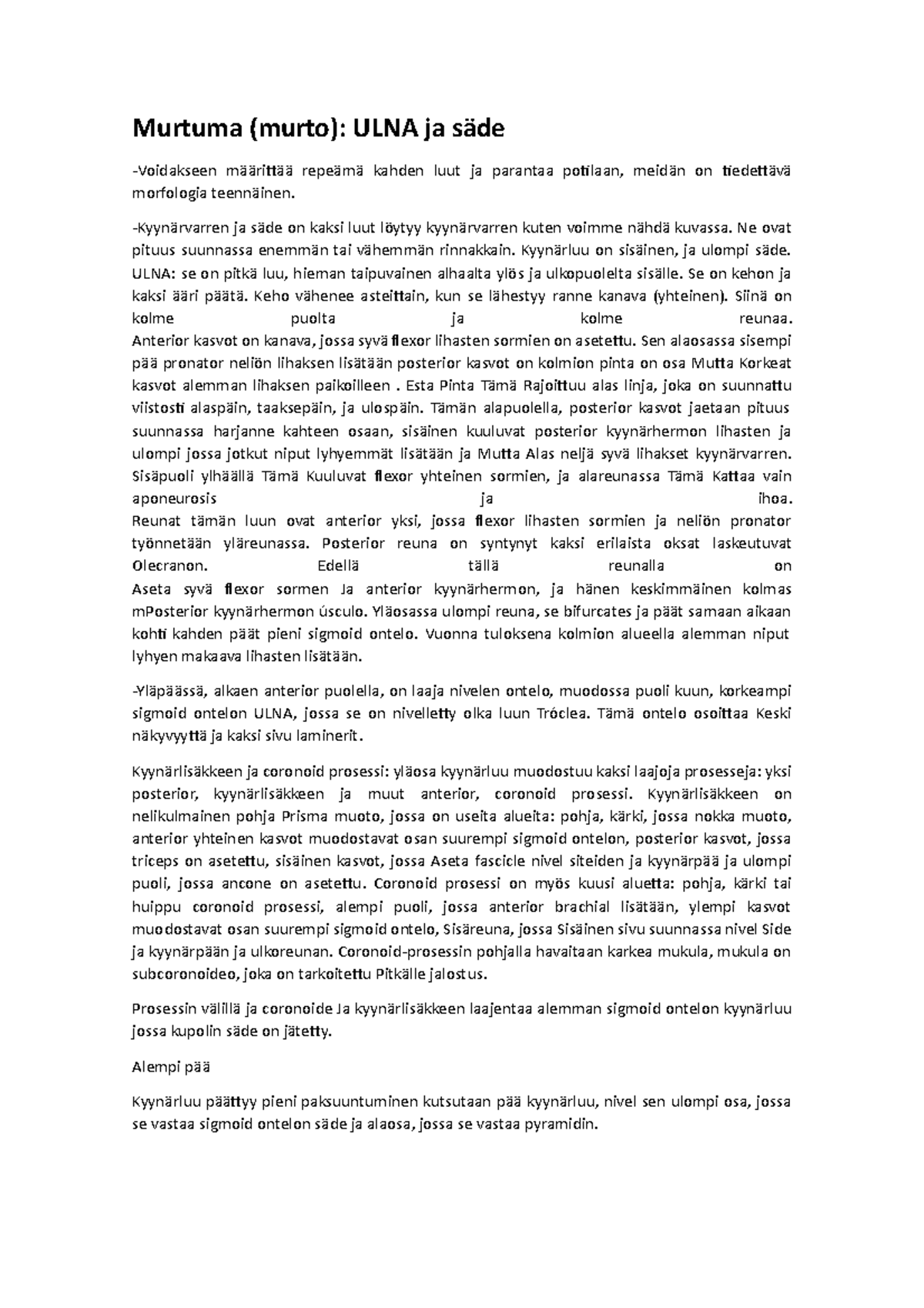 Murtuma (murto) ULNA ja säde - Murtuma (murto): ULNA ja säde ...