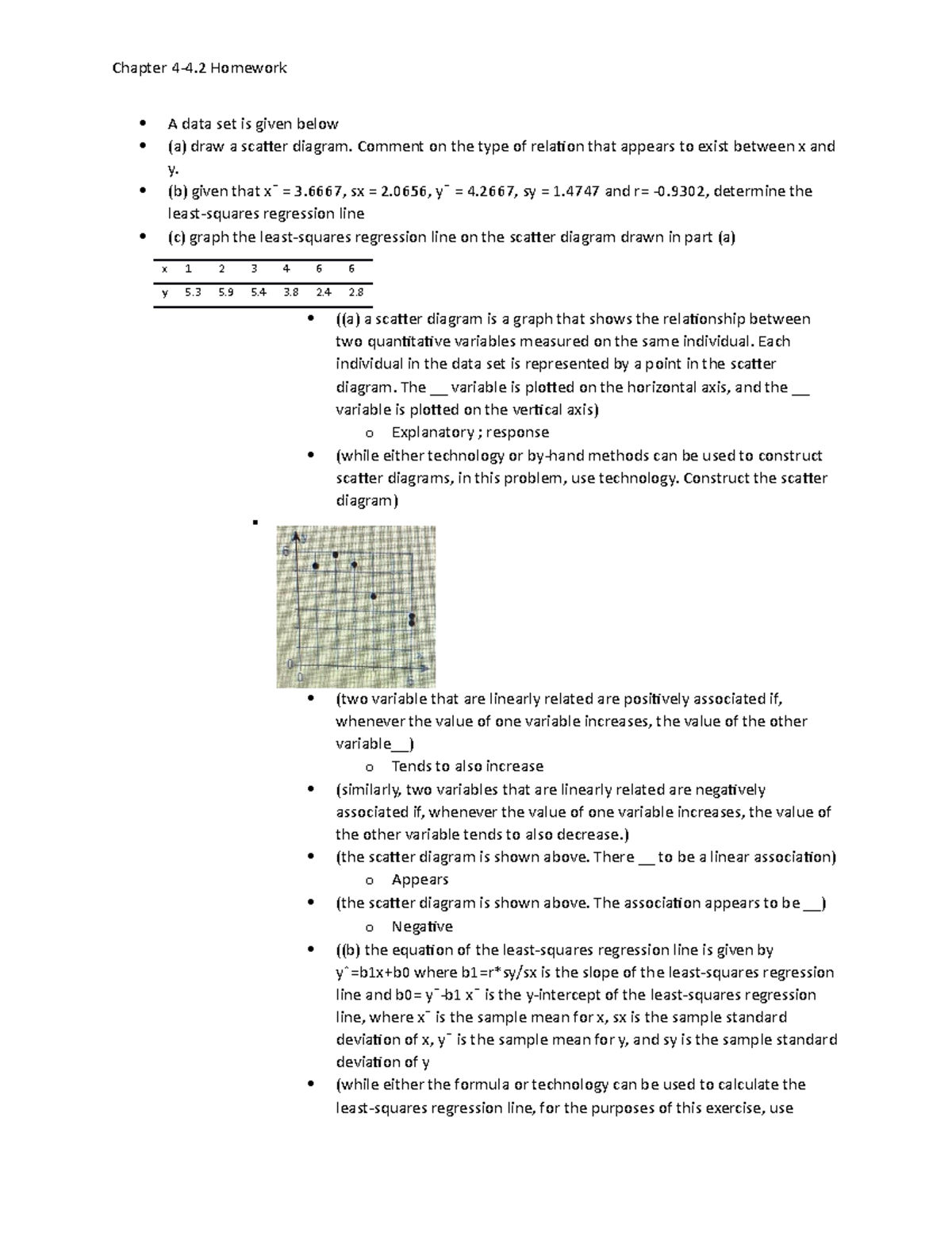 Work on chapter 4-4.2 homework - A data set is given below (a) draw a ...