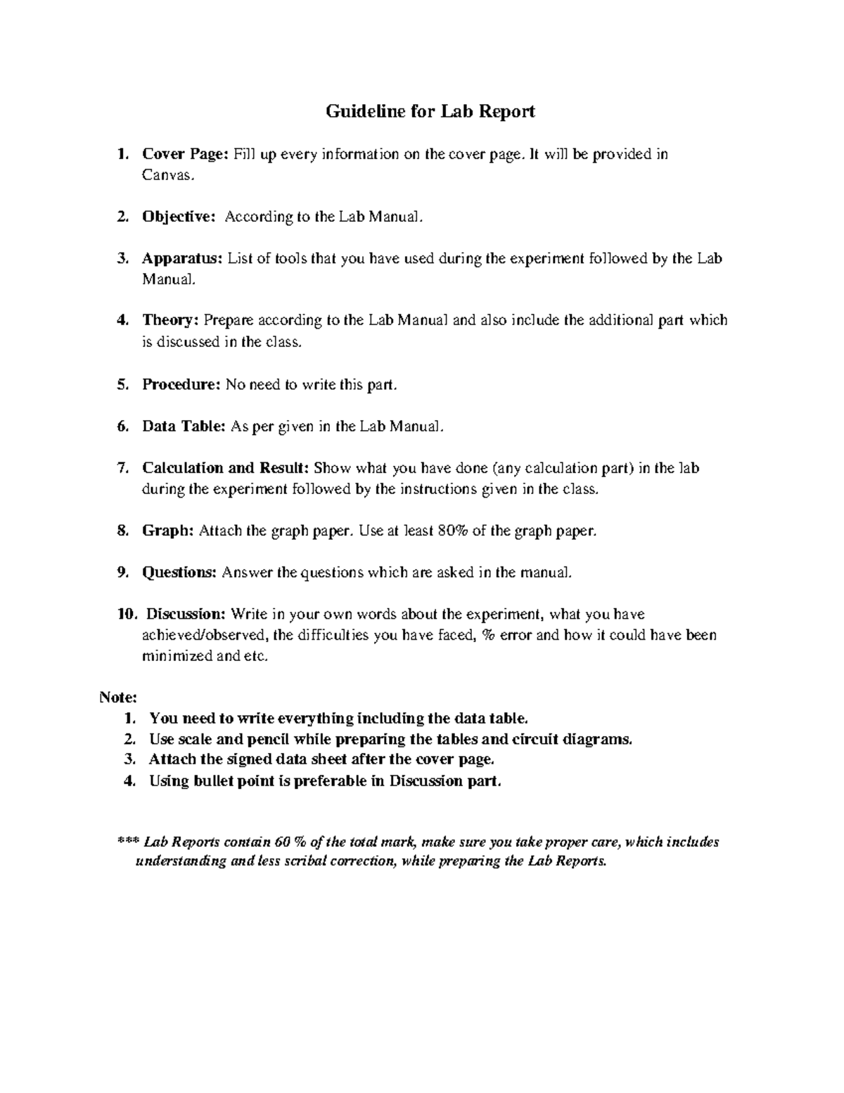 Guideline for Lab Report - Guideline for Lab Report Cover Page: Fill up ...